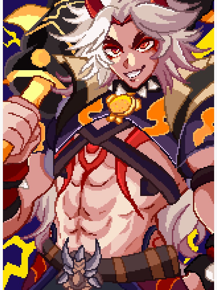 "Genshin Itto pixel art" Sticker for Sale by Toyger-Lilly | Redbubble