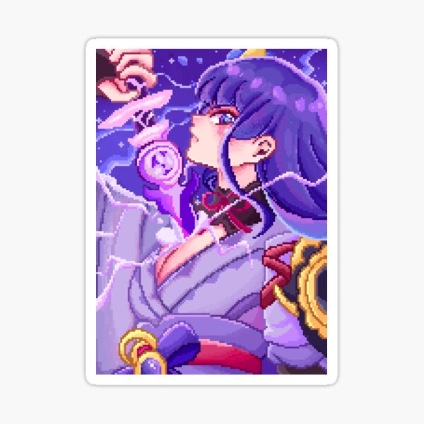 "Raiden Shogun Genshin pixel art" Sticker for Sale by Toyger-Lilly ...