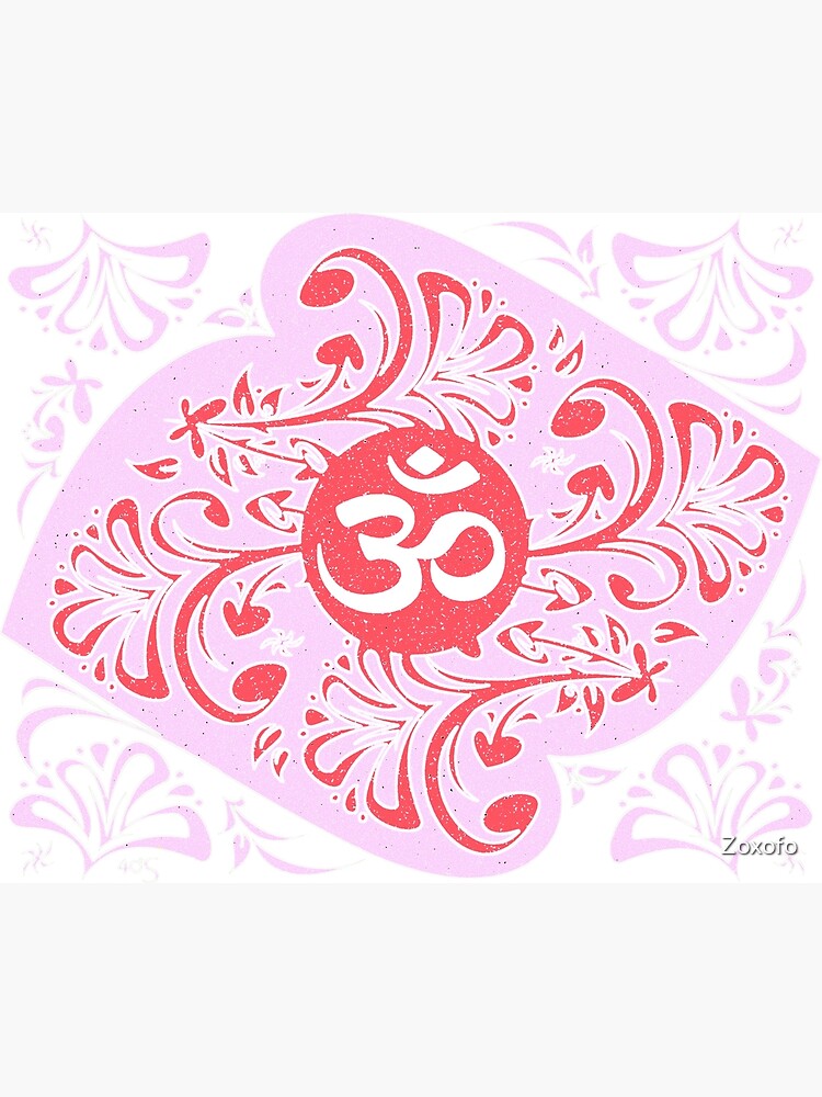 "Om symbol in floral motif - pink and red" Poster for Sale by Zoxofo ...