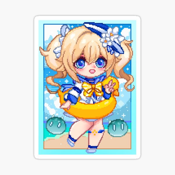 "Chibi summer skin Barbara genshin" Sticker by Toyger-Lilly | Redbubble