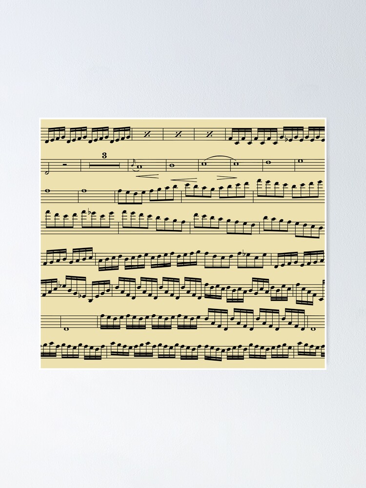 "music notes - sheet music black on beige" Poster for Sale by kobyakov ...