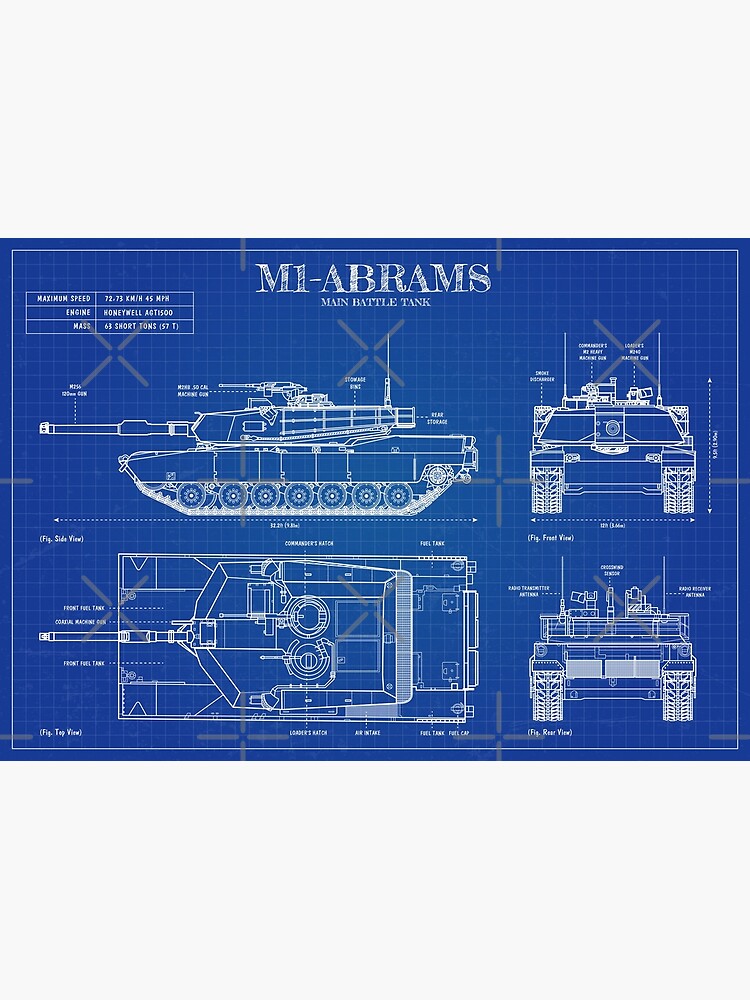 "M1 ABRAMS- Main Battle Tank (Blueprint)" Poster by BGALAXY | Redbubble
