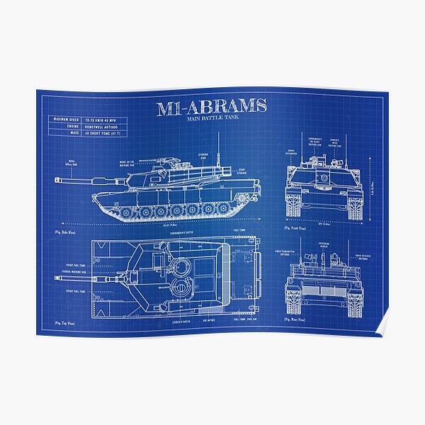 Póster «M1 ABRAMS- Main Battle Tank (Blueprint)» de BGALAXY | Redbubble