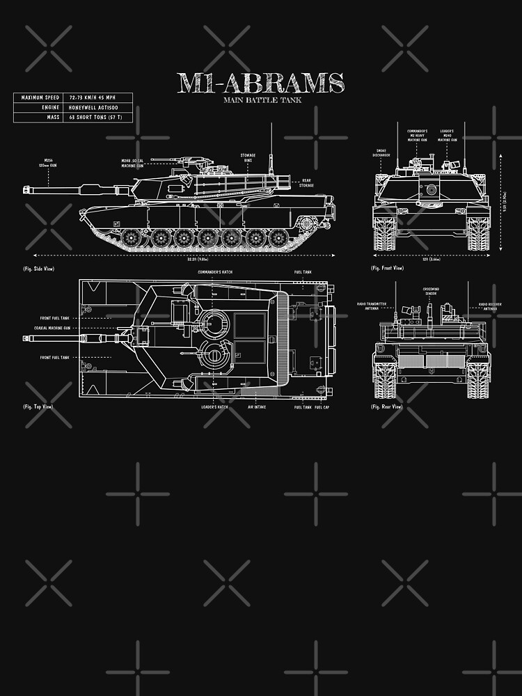"M1 ABRAMS- Main Battle Tank (White Stencil - No Background)" Active T ...