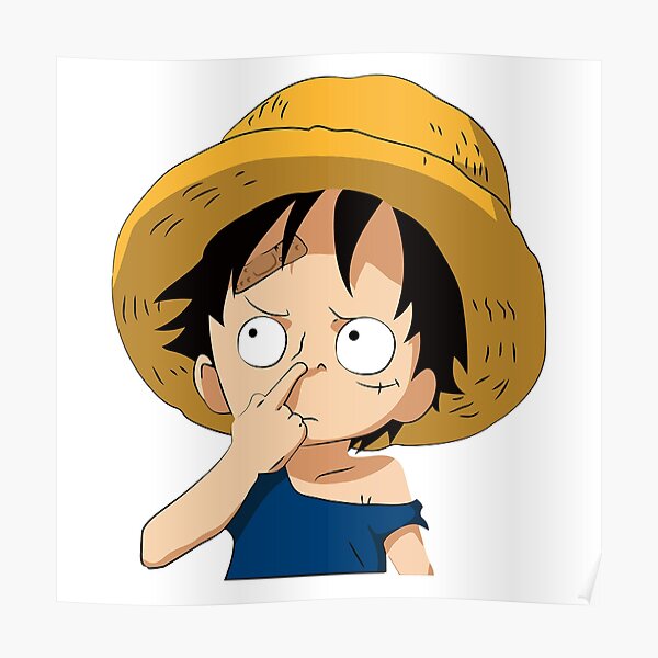 "One Piece Monkey D. Luffy Picking Nose Sticker" Poster for Sale by ...