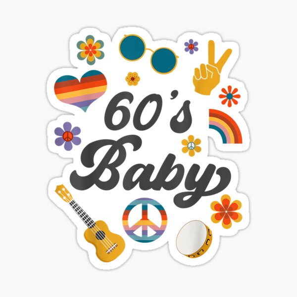 "1960s Vintage Sixties Costume Party 60s Hippie Theme Party " Sticker ...