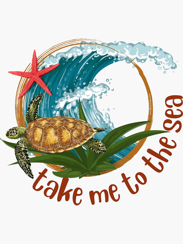 "Tke me to the SEA" Sticker for Sale by superskitnica | Redbubble