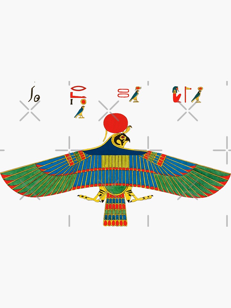 "AMON RA AS HAWK Egyptian Sun God" Sticker for Sale by BulganLumini ...