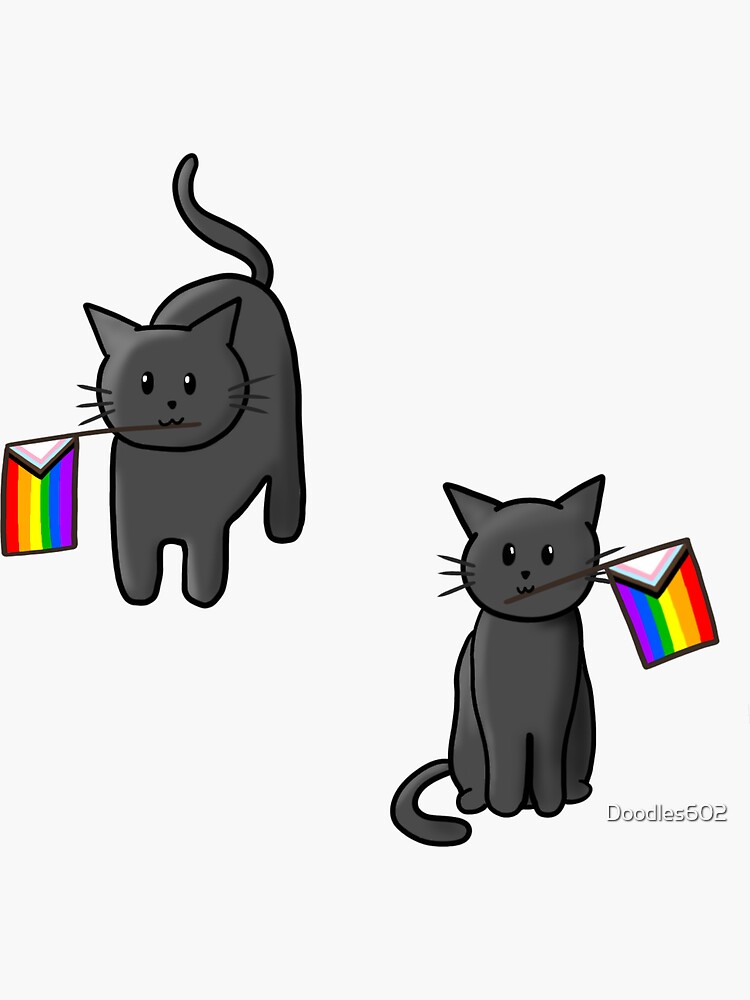"Progressive Pride flag cat" Sticker for Sale by Doodles602 | Redbubble