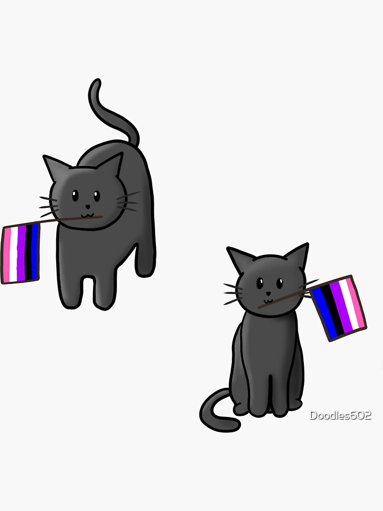 Genderfluid Pride Flag Cat Sticker For Sale By Doodles602 Redbubble