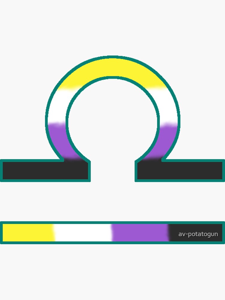 "Nonbinary Flag Libra Teal Border" Sticker for Sale by av-potatogun ...