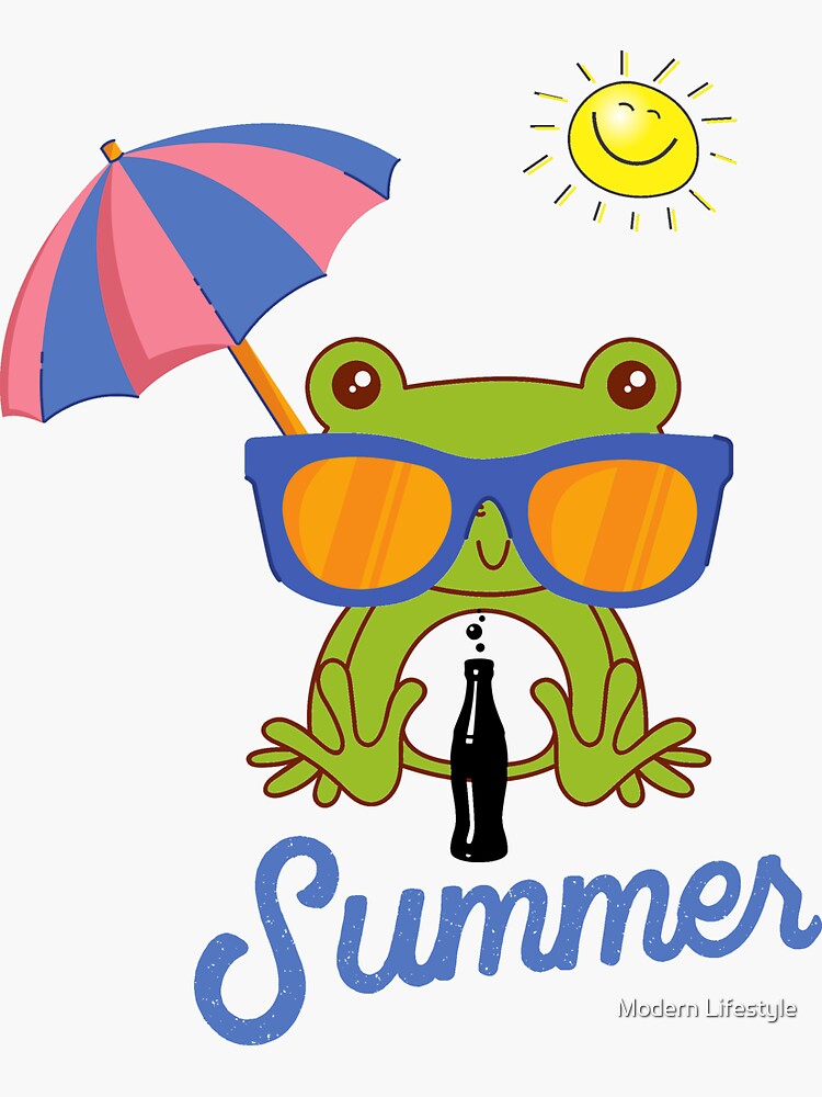 "Happy Summer Frog " Sticker for Sale by Kamelkasem | Redbubble