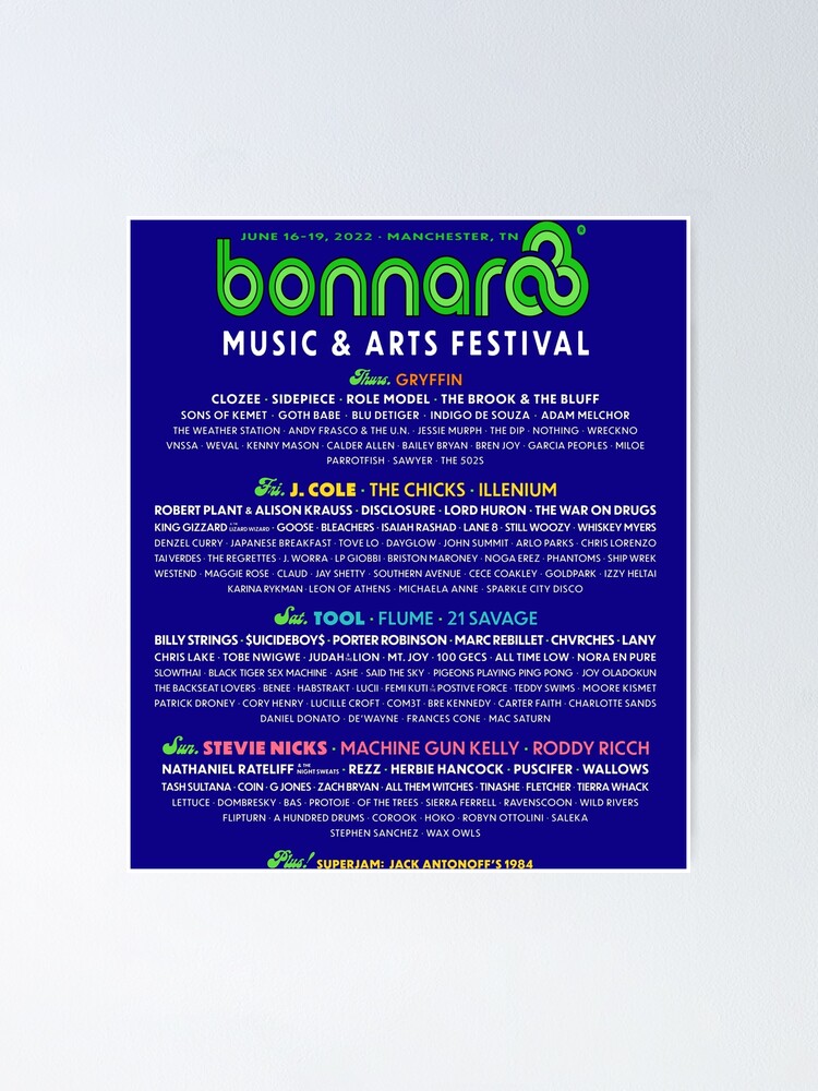 "Bonnaroo Music Festival 2022 Line-Up" Poster for Sale by bonds69 ...