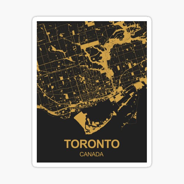 "Toronto Map Art Black Gold Canada" Sticker for Sale by EpicMaps ...