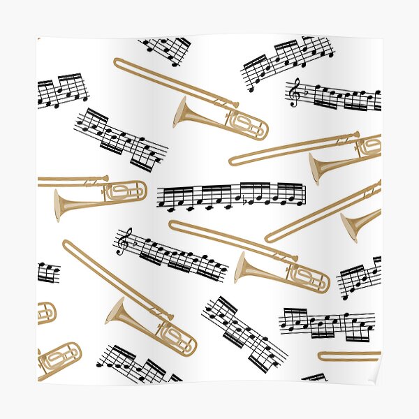 "trombones and notes" Poster for Sale by kobyakov | Redbubble