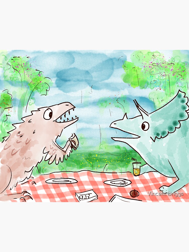 "Spring Dinosaur Picnic" Sticker for Sale by VincentBriggs | Redbubble