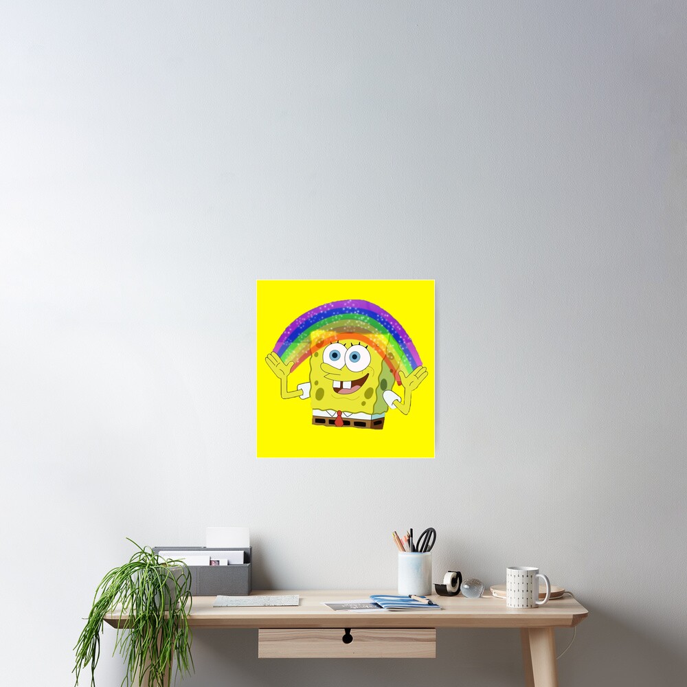 "Spongebob Rainbow meme" Poster for Sale by MEMEZZONE | Redbubble