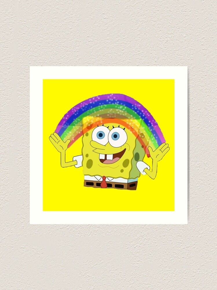 "Spongebob Rainbow meme" Art Print for Sale by MEMEZZONE | Redbubble