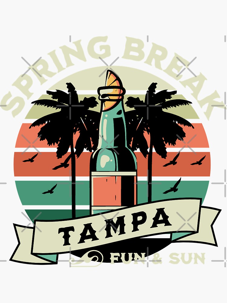 "Retro Vintage Party Beach Ocean Spring Break Tampa Florida" Sticker by ...