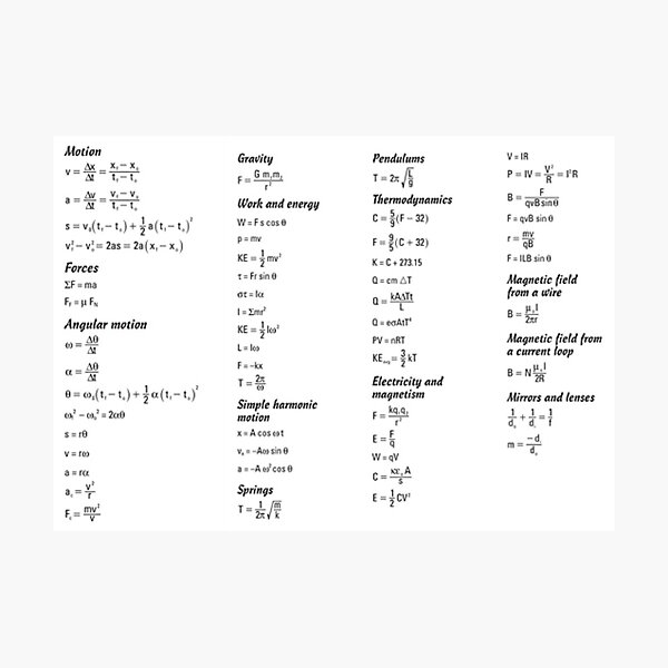 "Physics formulas" Photographic Print for Sale by SamuelCook | Redbubble