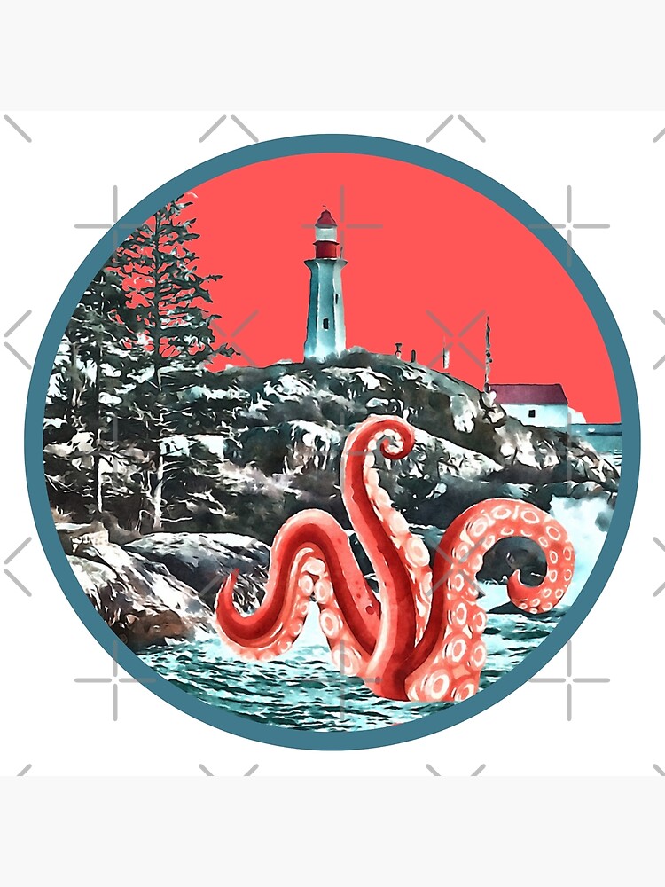"Lighthouse & Kraken with Red Sky" Poster for Sale by MollieMimosa ...