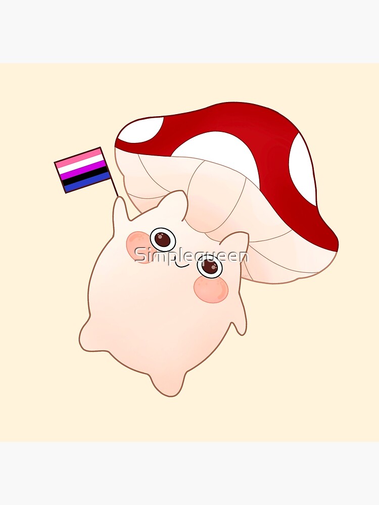 "Cute happy waving mushroom with pride genderfluid flag" Poster for Sale by Simplequeen | Redbubble