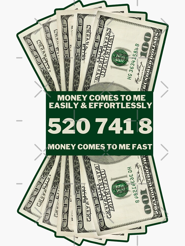 "Grabovoi Code for Unexpected Money 520 741 8" Sticker for Sale by ...