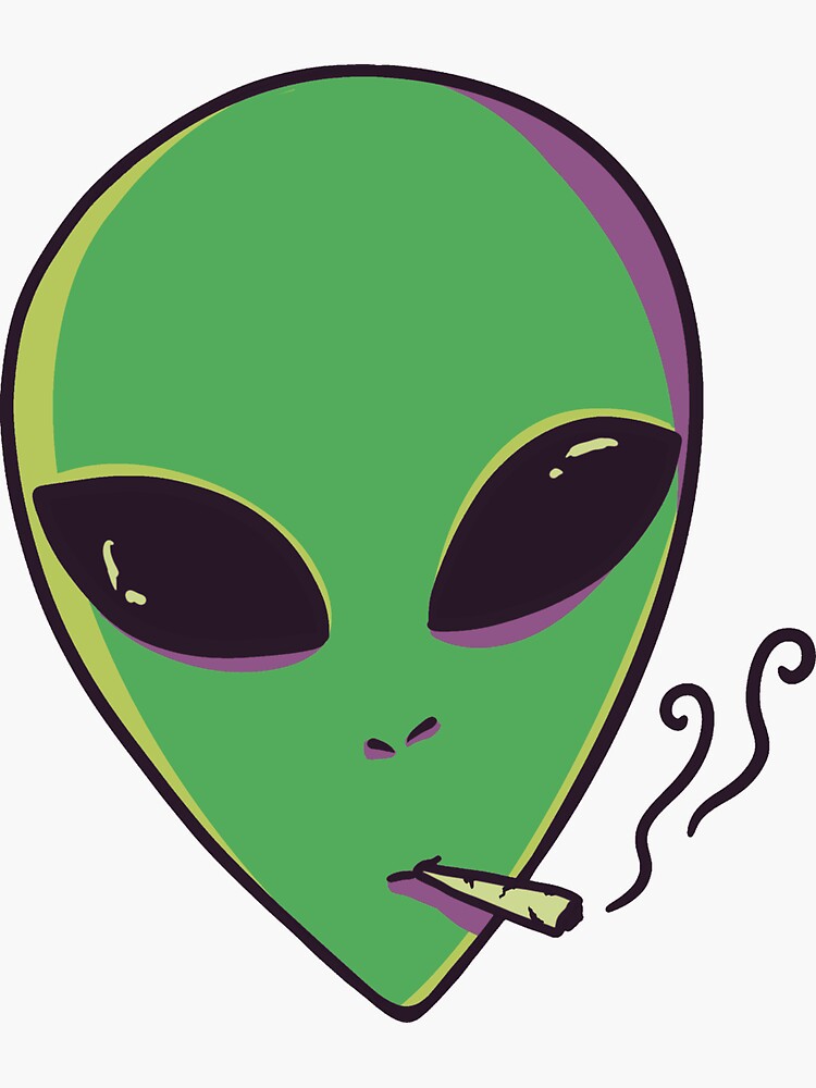 "Alien Smoking A Joint" Sticker for Sale by shelbylester | Redbubble
