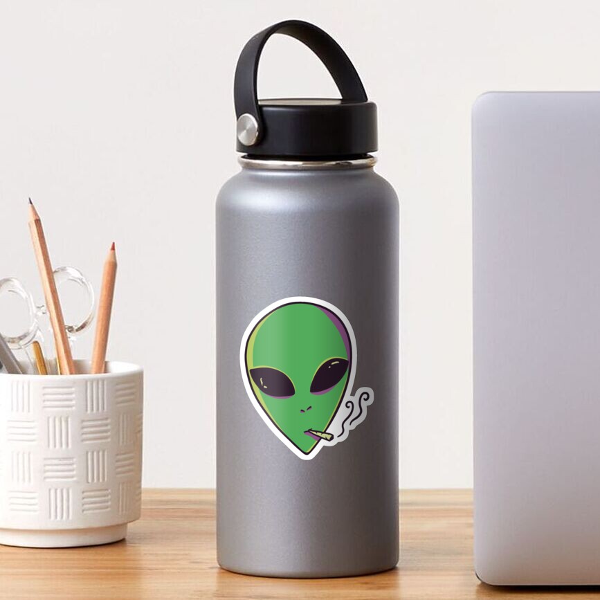 "Alien Smoking A Joint" Sticker for Sale by shelbylester | Redbubble