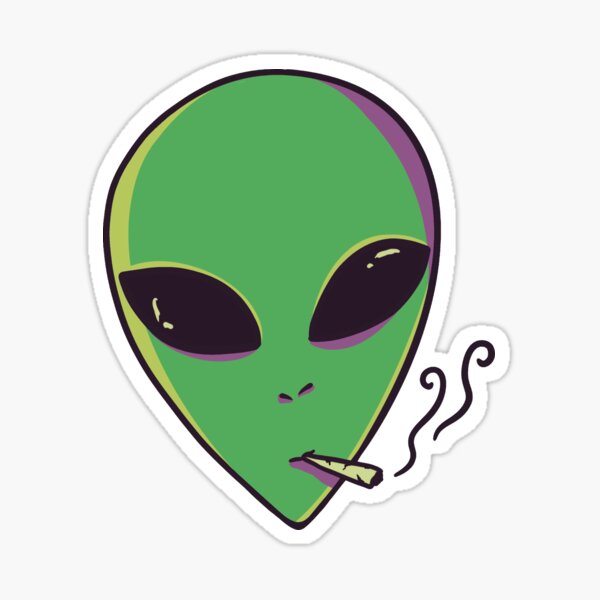 "Alien Smoking A Joint" Sticker for Sale by shelbylester | Redbubble
