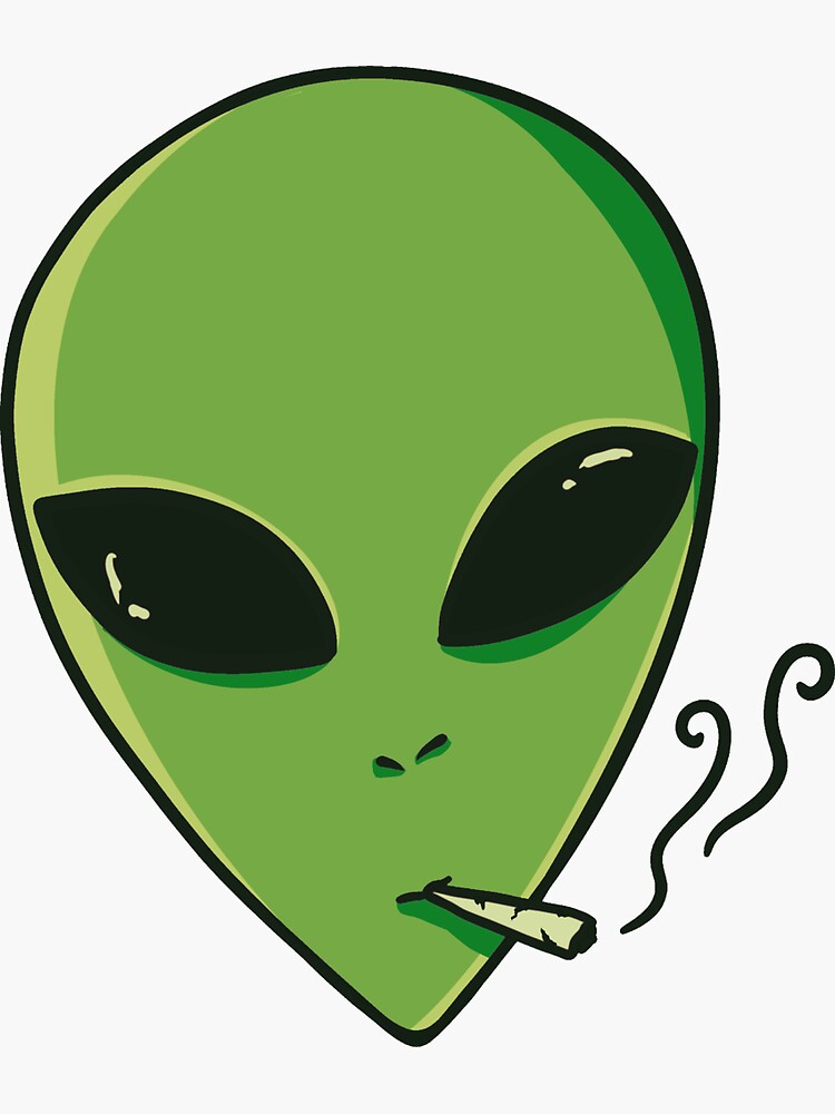 "Alien Smoking A Joint" Sticker for Sale by shelbylester | Redbubble