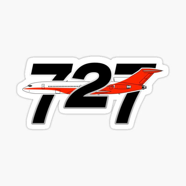 "Boeing 727 Text with Red and White Livery" Sticker by 747fan | Redbubble