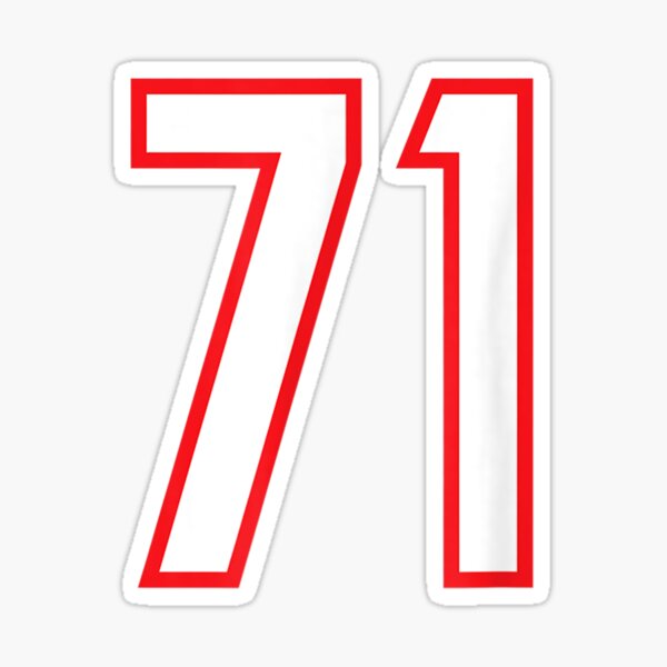 Pegatina «Número 71 Seventy One Sport Jersey Blanco Rojo Cumpleaños ...