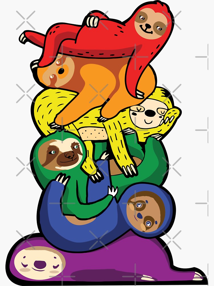 "Snuggle of Sloths - Pride Flag Design" Sticker for Sale by ...