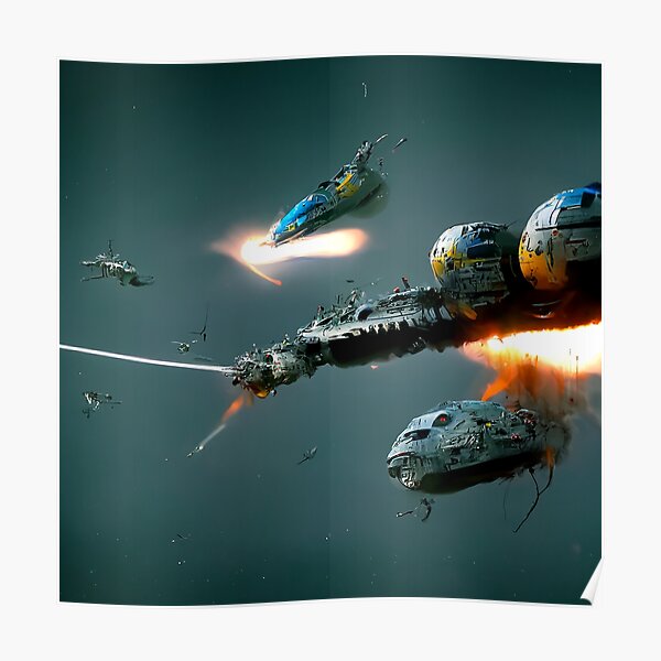 "Spaceship Battle - Ultrarealistic Concept Art" Poster by frigamribe88 ...