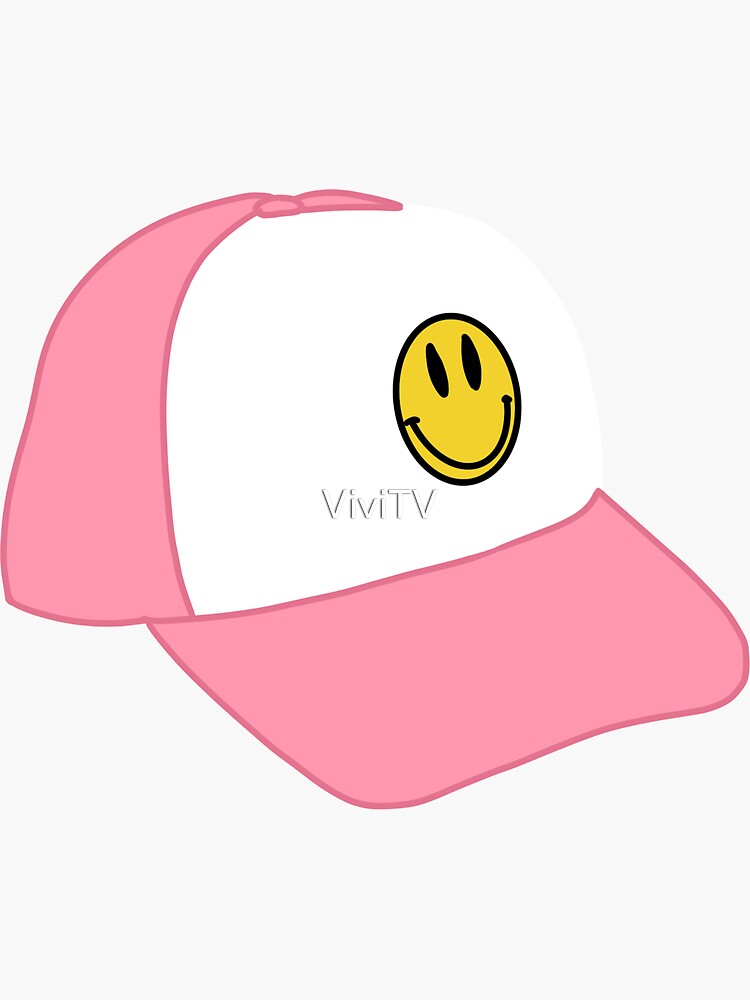 "pink preppy smiley hat" Sticker for Sale by ViviTV | Redbubble