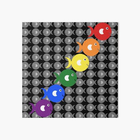 "Rainbow coloured fish swimming across grey dull fish, gay pride, pride ...