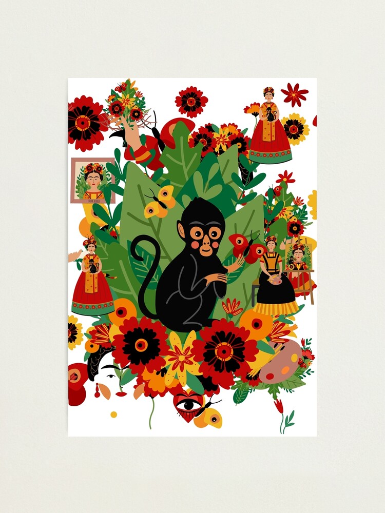 "Colorful Mexican Artist Frida Kahlo Monkey Art Inspired Pattern ...