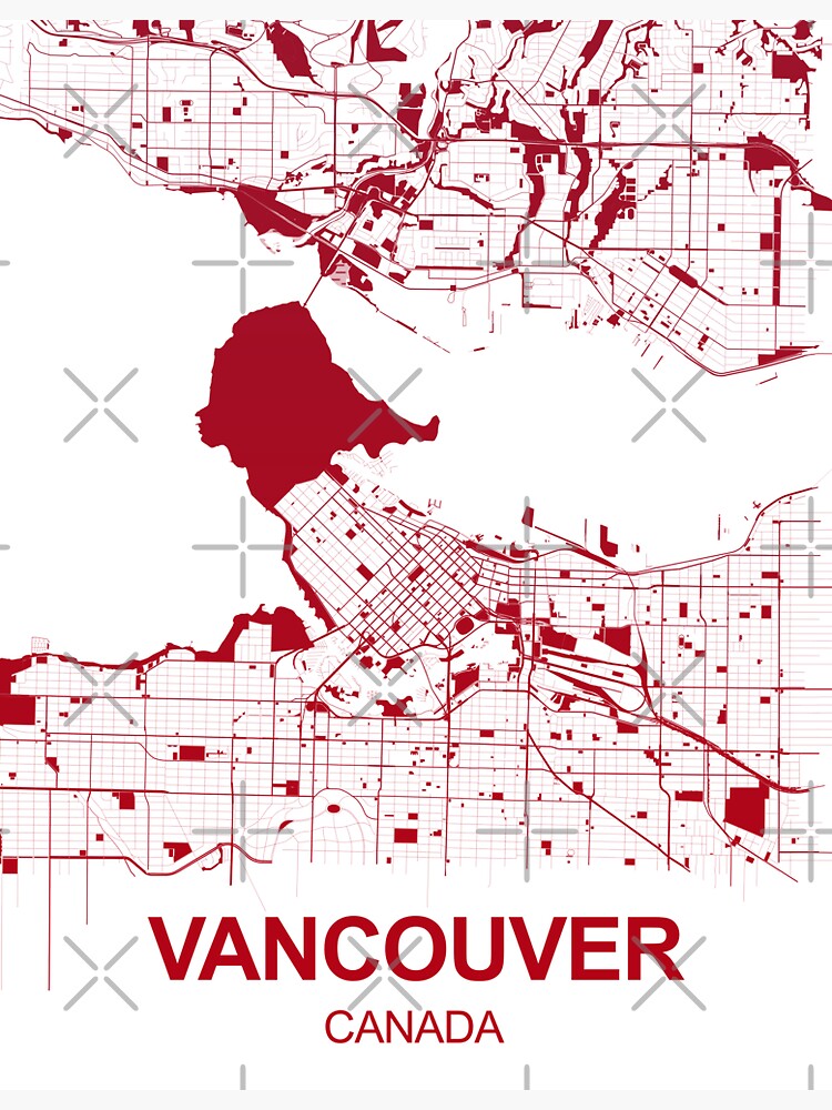 "Vancouver Map Art red wine color Canada" Sticker for Sale by EpicMaps ...