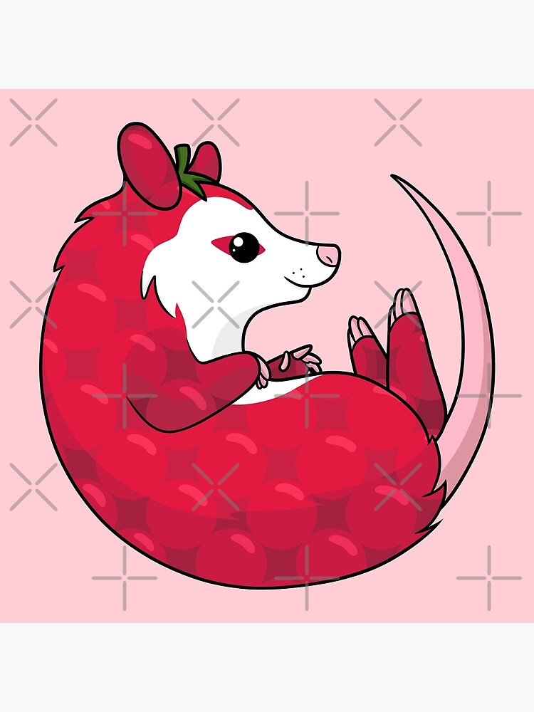 "Cute Kawaii Raspberry Opossum Baby Curled Up in a Ball" Poster for ...