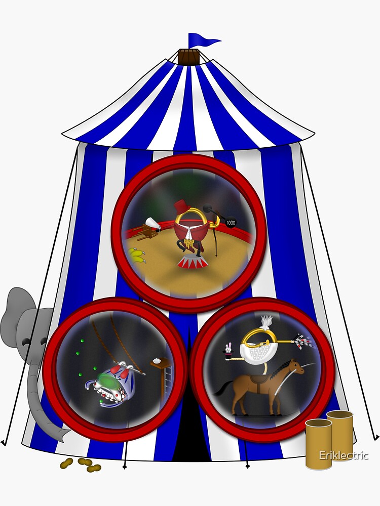 "3 Ring Circus" Sticker for Sale by Eriklectric | Redbubble