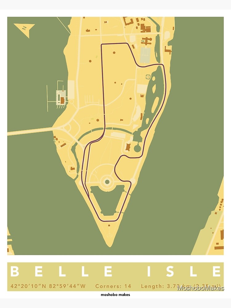 Raceway At Belle Isle | Track Map Premium Matte Vertical Poster ...