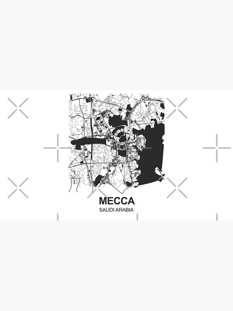 "Mecca muslims Islam mohamed prophet Map Art Black white Saudi Arabia ...