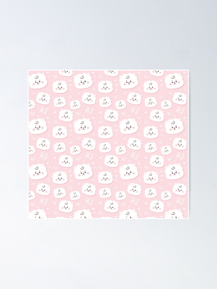 "BTS Cute BT21 RJ Pattern in Pink Background" Poster for Sale by ...