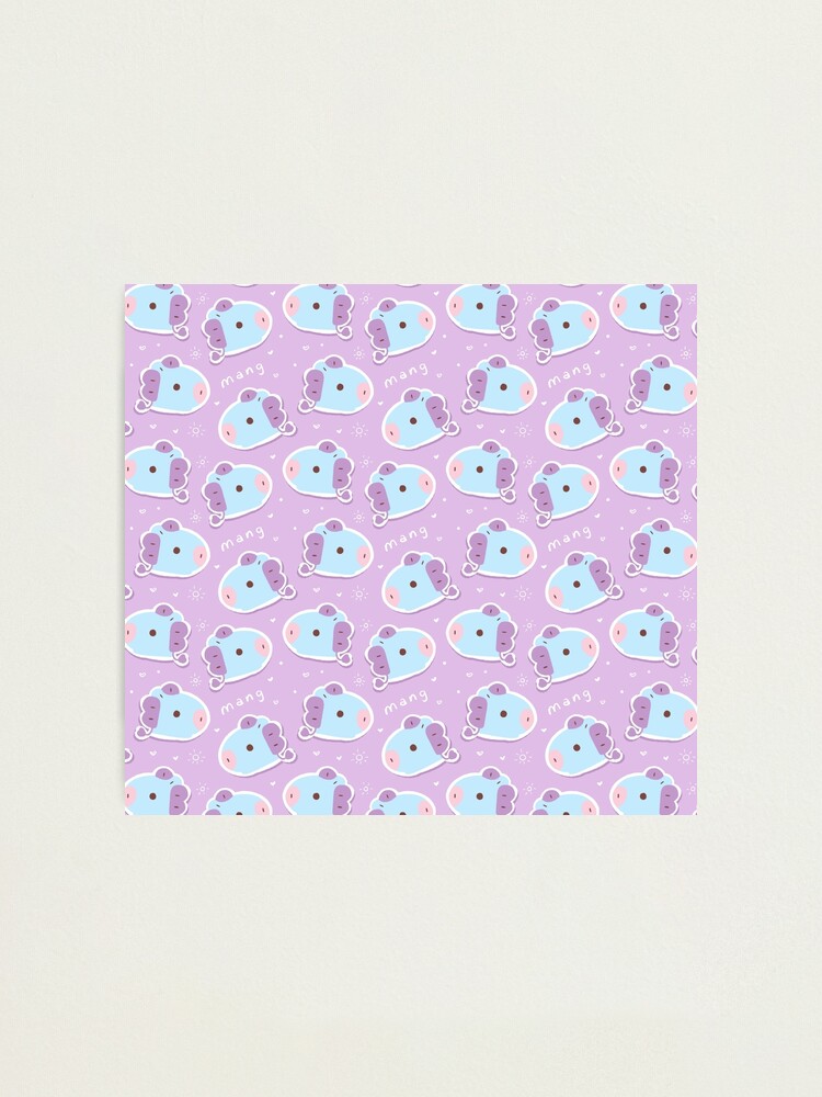 "BTS Cute BT21 Mang Pattern in Purple Background" Photographic Print ...
