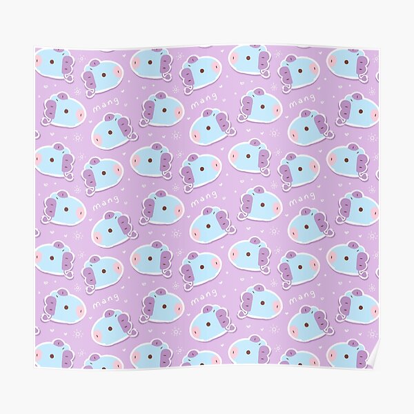 "BTS Cute BT21 Mang Pattern in Purple Background" Poster for Sale by ...