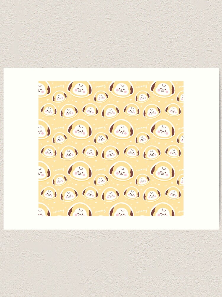 Bts Cute Bt21 Chimmy Pattern In Yellow Background Art Print For Sale By Nijiroai Redbubble