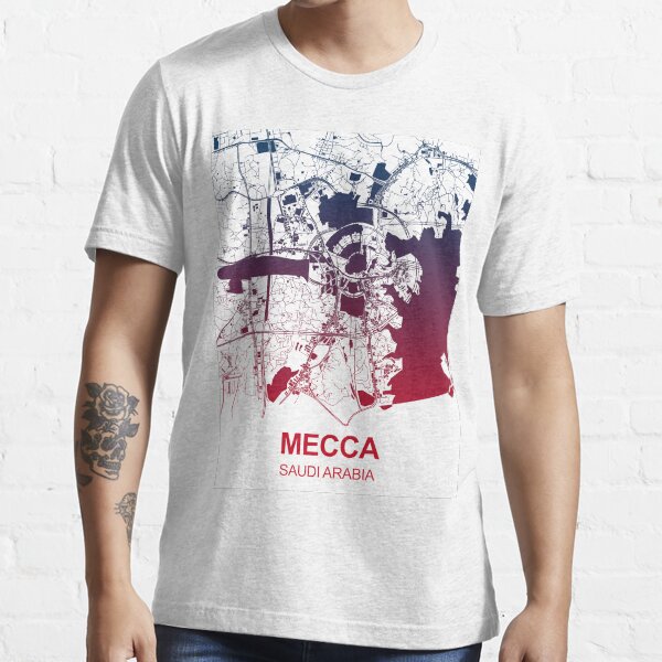 "Mecca muslims Islam mohamed prophet Map Art Blue Pink Saudi Arabia" T ...