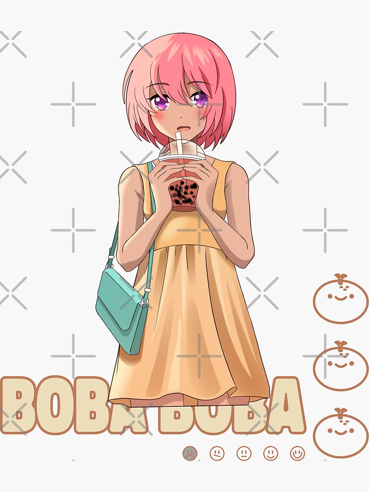 "Cute Girl Loves Boba" Sticker for Sale by Verbiage24 | Redbubble