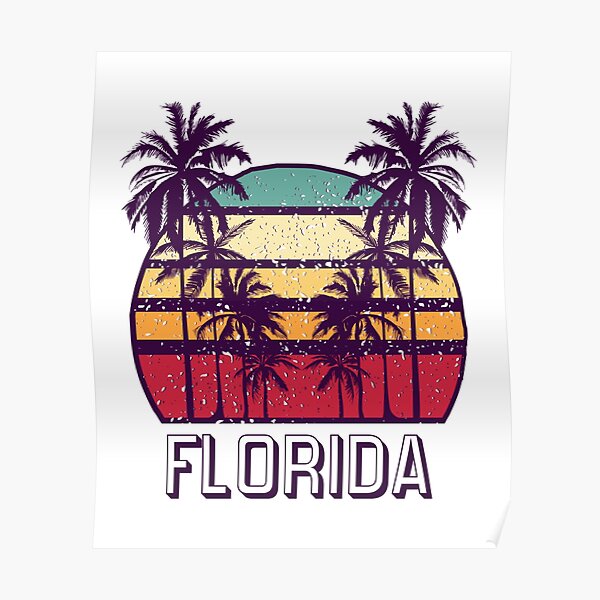 "Florida Vintage 70s Retro Skyline Palm Tree" Poster for Sale by ...